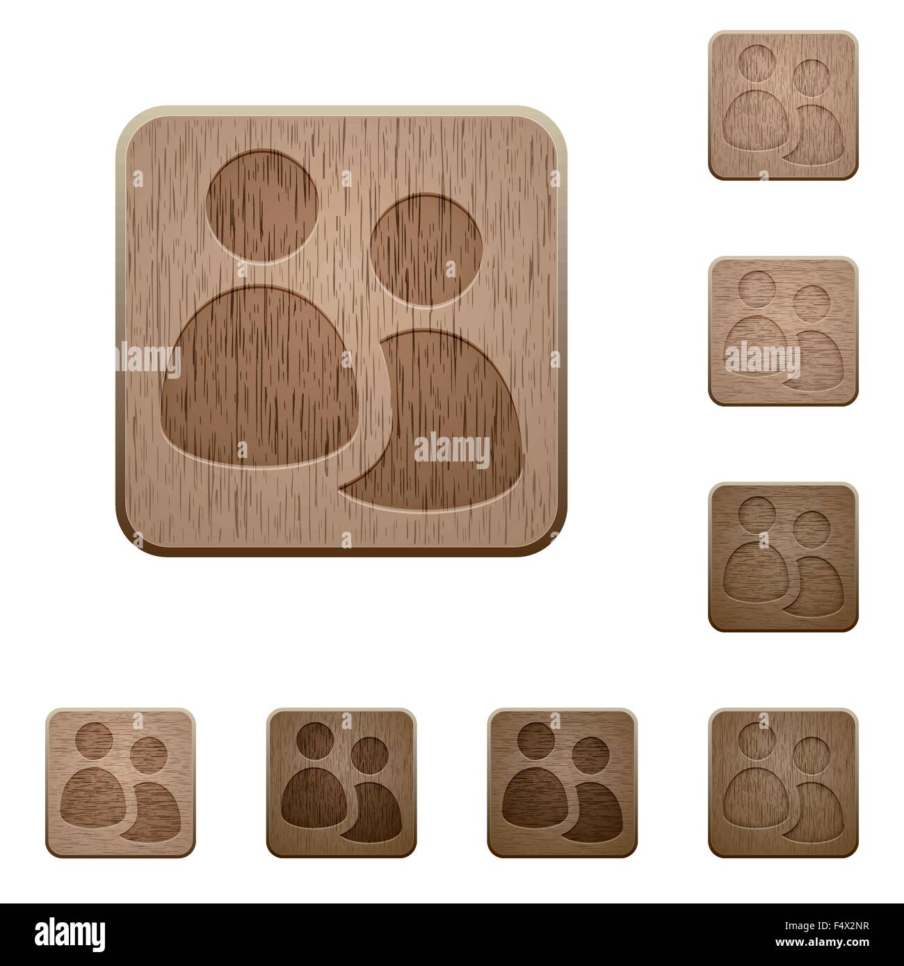 Set of carved wooden user group buttons. 8 variations included ...
