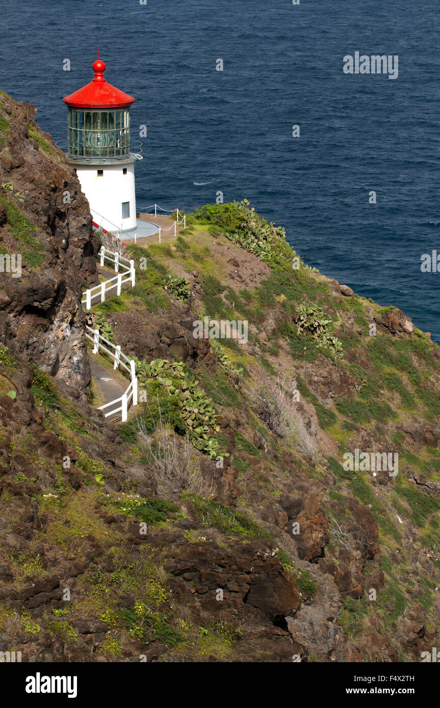 Makapu'u Lighthouse at the eastern end of the island. O'ahu. Hawaii ...