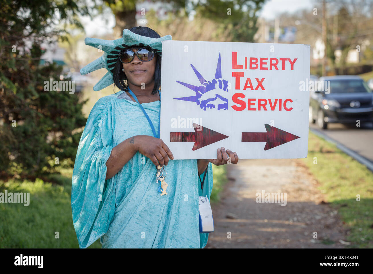 Liberty Tax Waver, Chattanooga, Tennessee, USA Stock Photo - Alamy