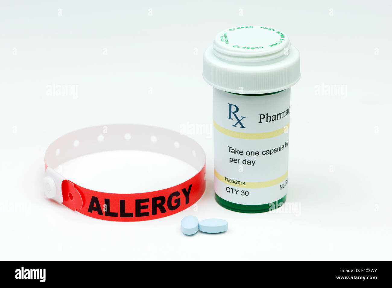 Allergy alert hospital wristband with medication and prescription ...