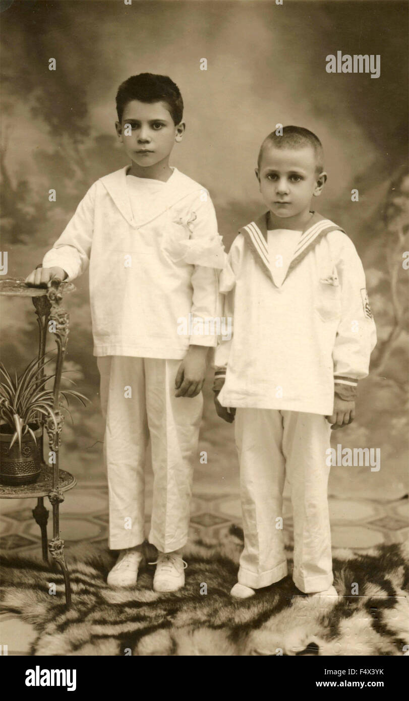 Portrait of two children in sailor suits, Italy Stock Photo - Alamy