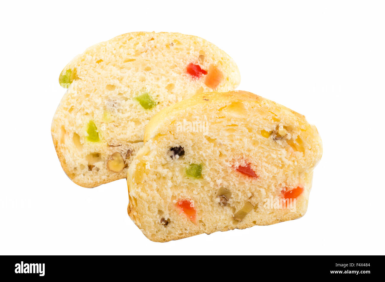 Homebaked colorful fruit bread with various dry fruits isolated Stock ...