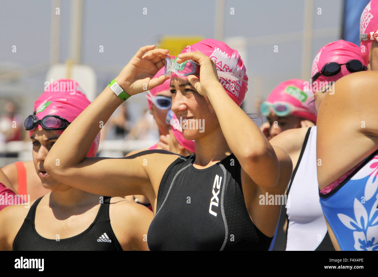 Swimming, triathlon competition, Barcelona, Catalonia, Spain Stock ...