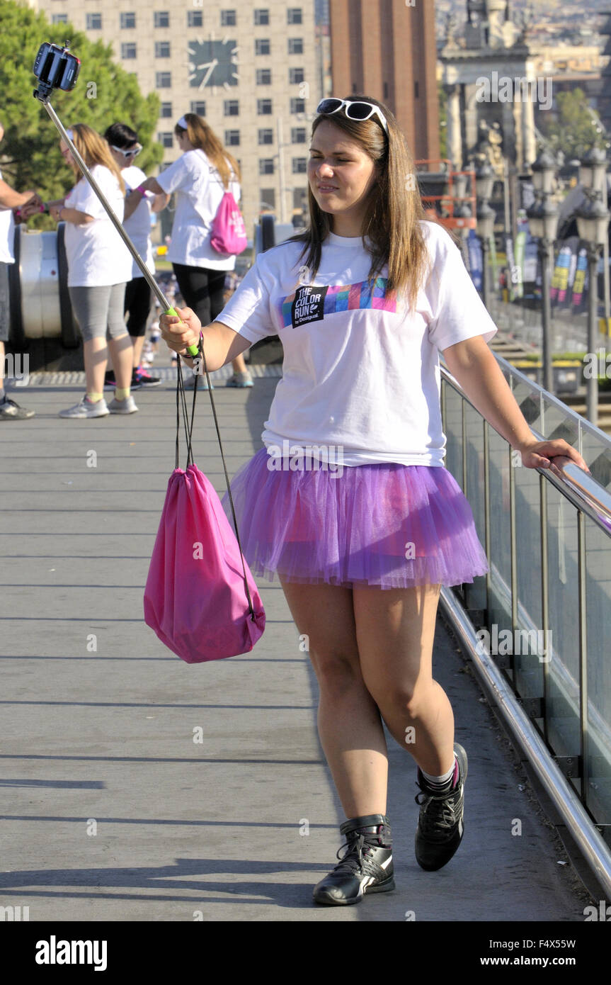 Color Run Festival in Barcelona Stock Photo - Alamy