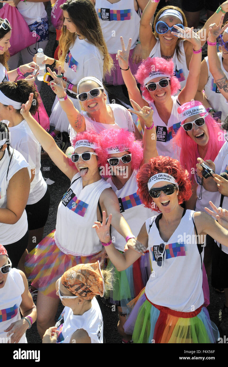 Color Run Festival in Barcelona Stock Photo - Alamy