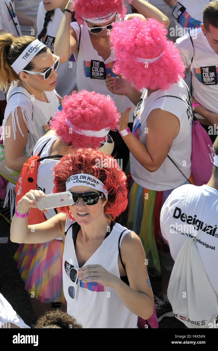 Color Run Festival in Barcelona Stock Photo - Alamy