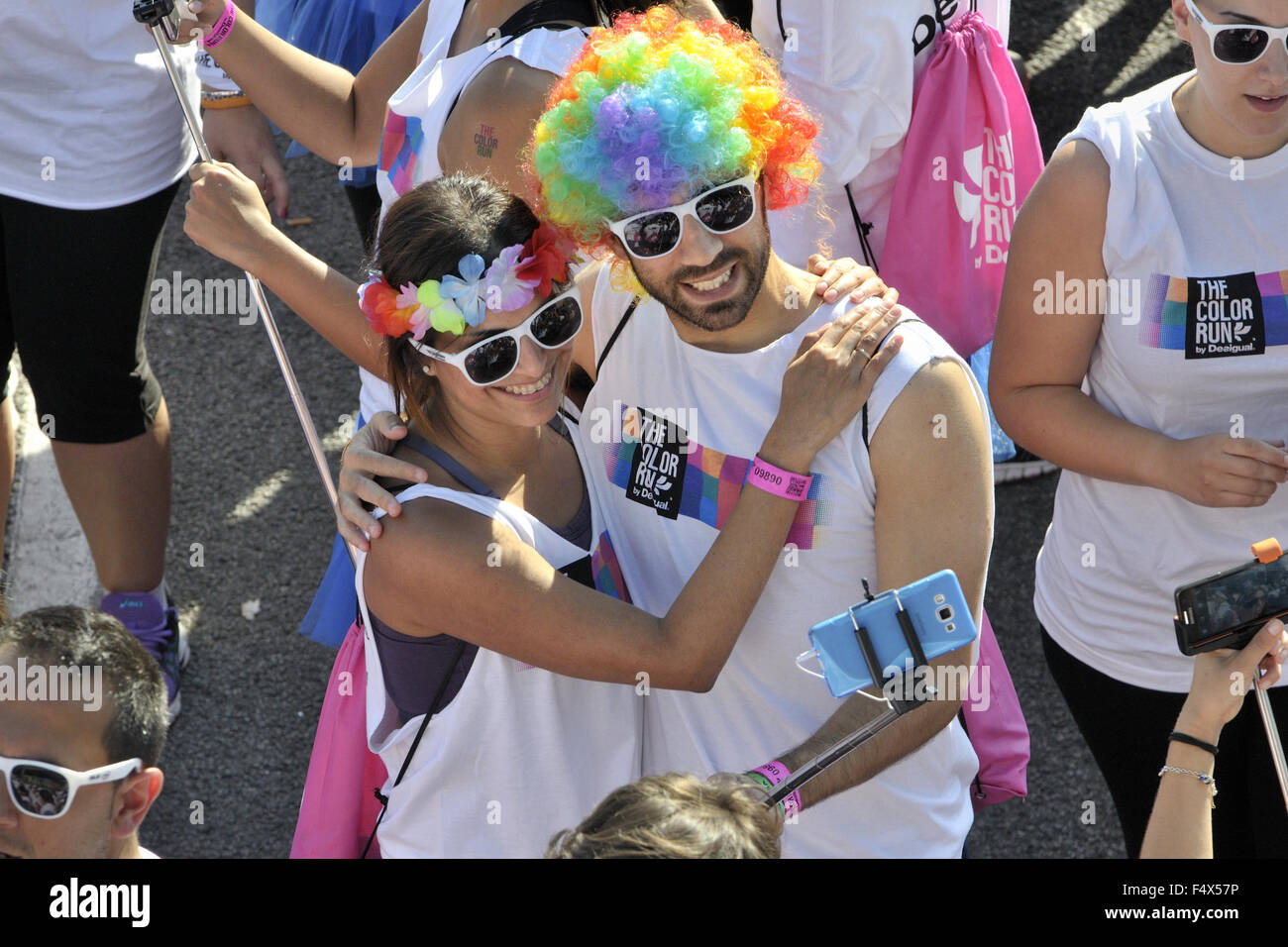 Color Run Festival in Barcelona Stock Photo - Alamy