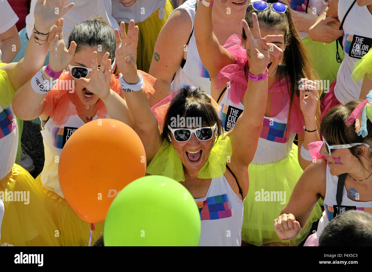 Color Run Festival in Barcelona Stock Photo - Alamy