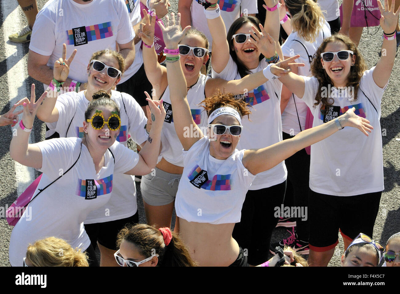 Color Run Festival in Barcelona Stock Photo - Alamy