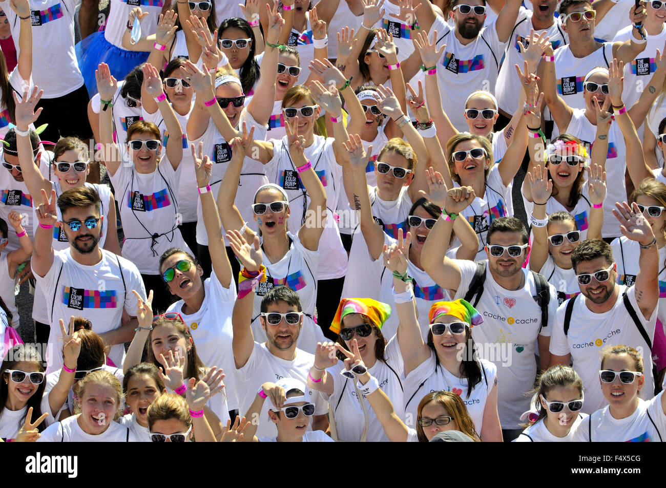 Color Run Festival in Barcelona Stock Photo - Alamy