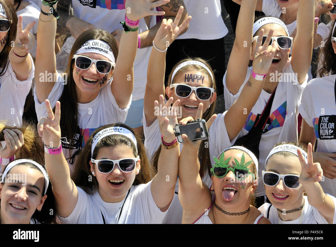 Color Run Festival in Barcelona Stock Photo - Alamy