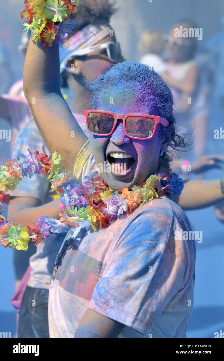 Color Run Festival in Barcelona Stock Photo - Alamy