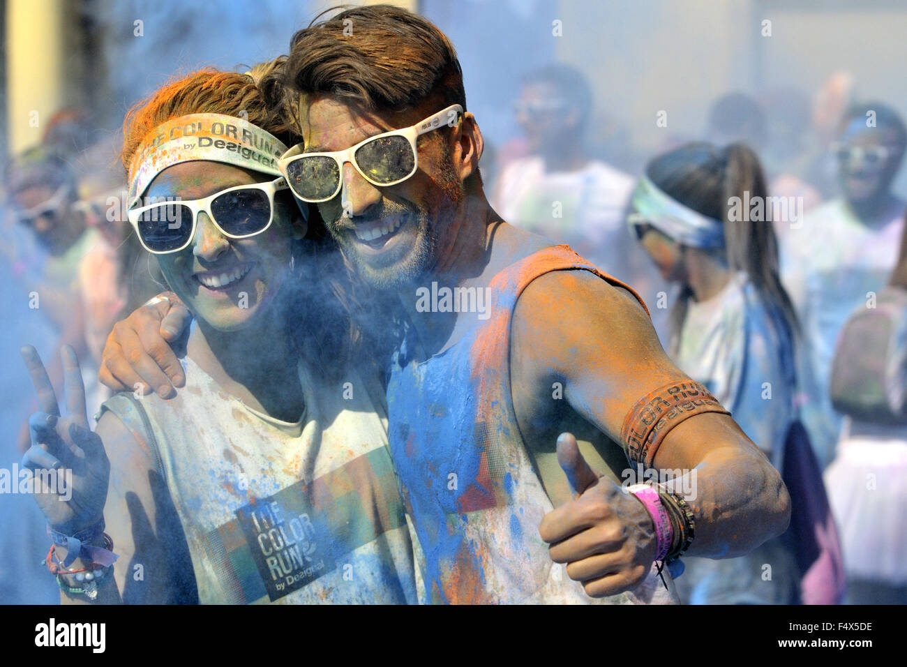 Color Run Festival in Barcelona Stock Photo - Alamy