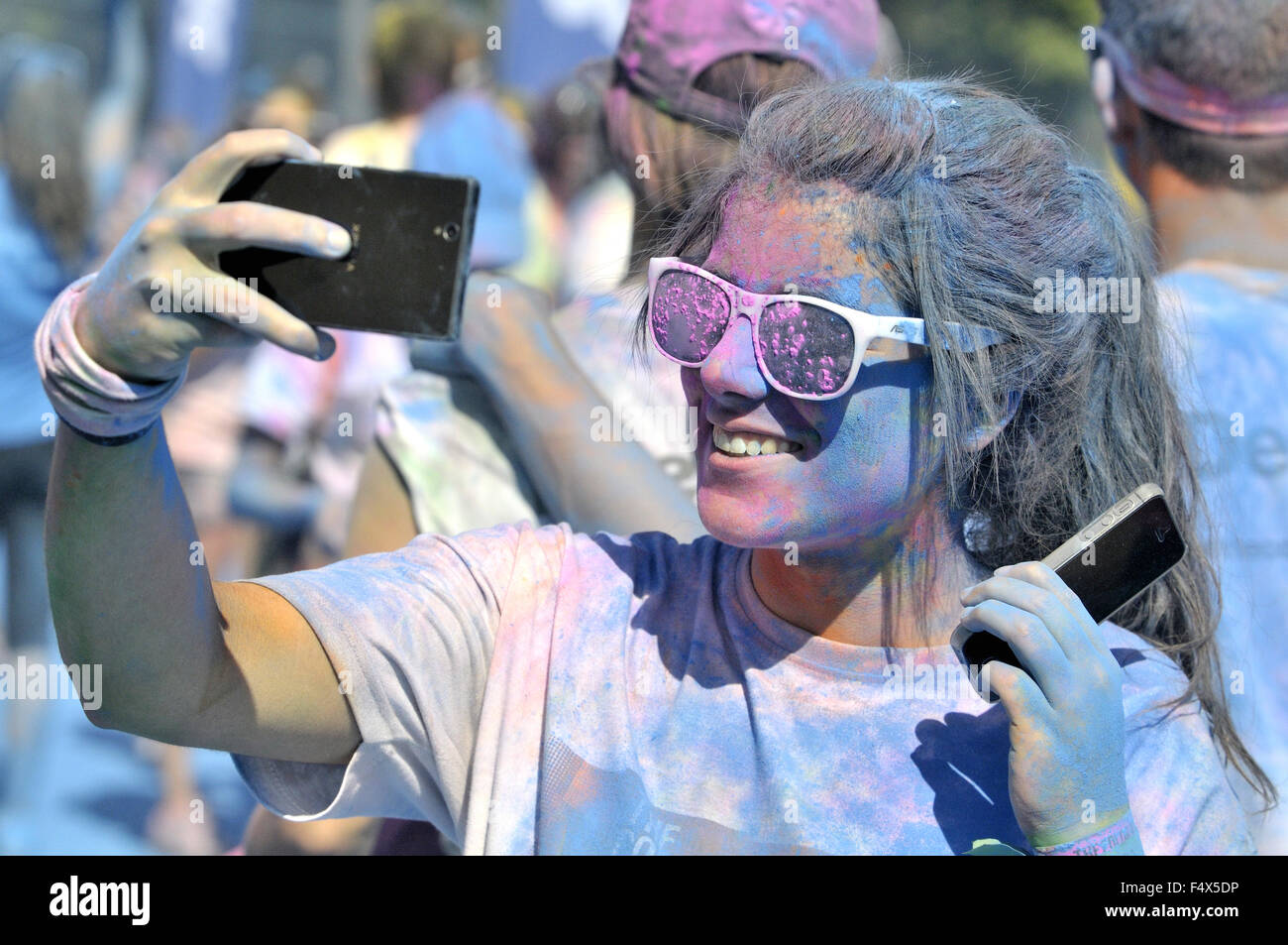 Color Run Festival in Barcelona Stock Photo - Alamy