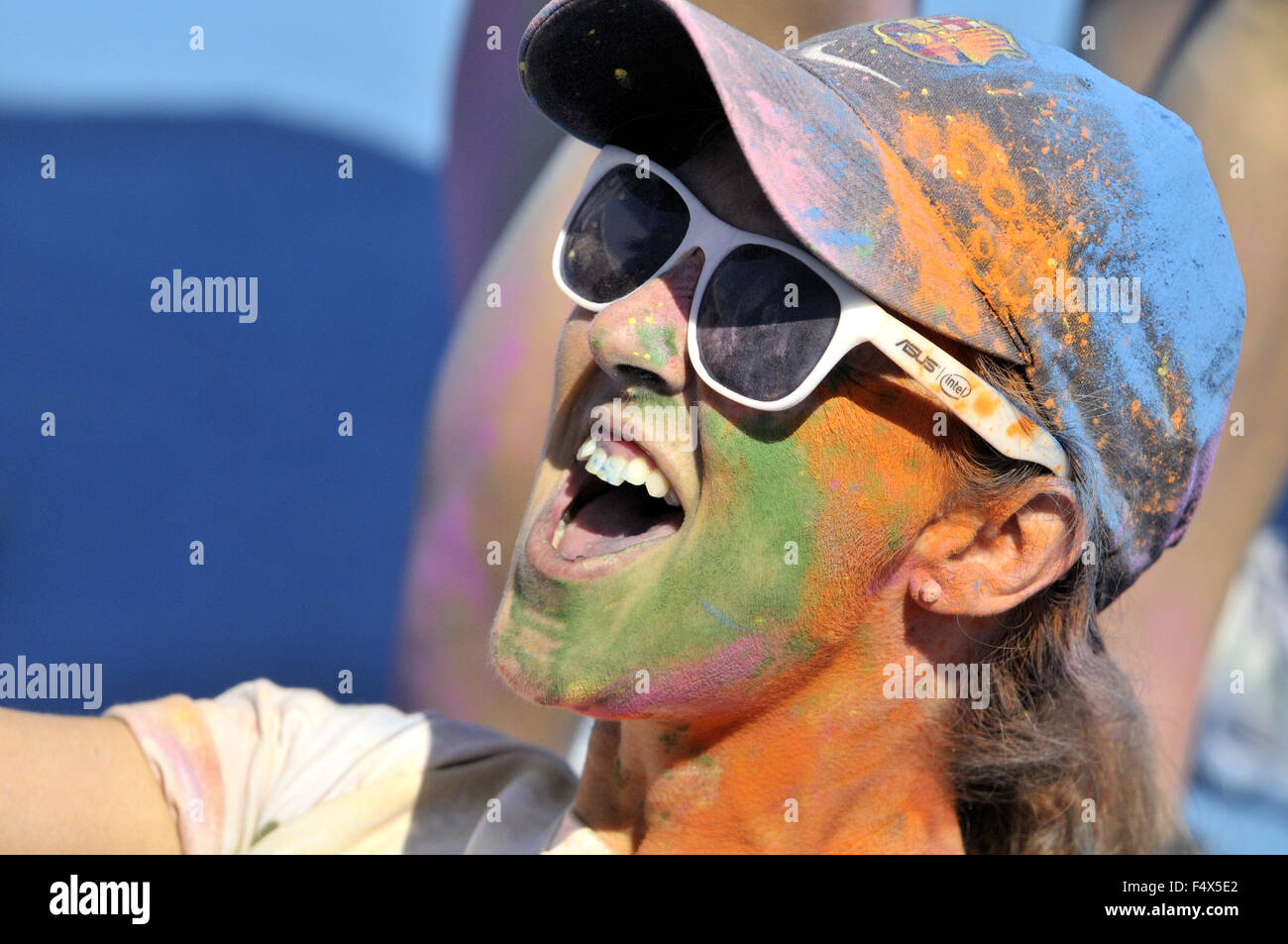 Color Run Festival in Barcelona Stock Photo - Alamy