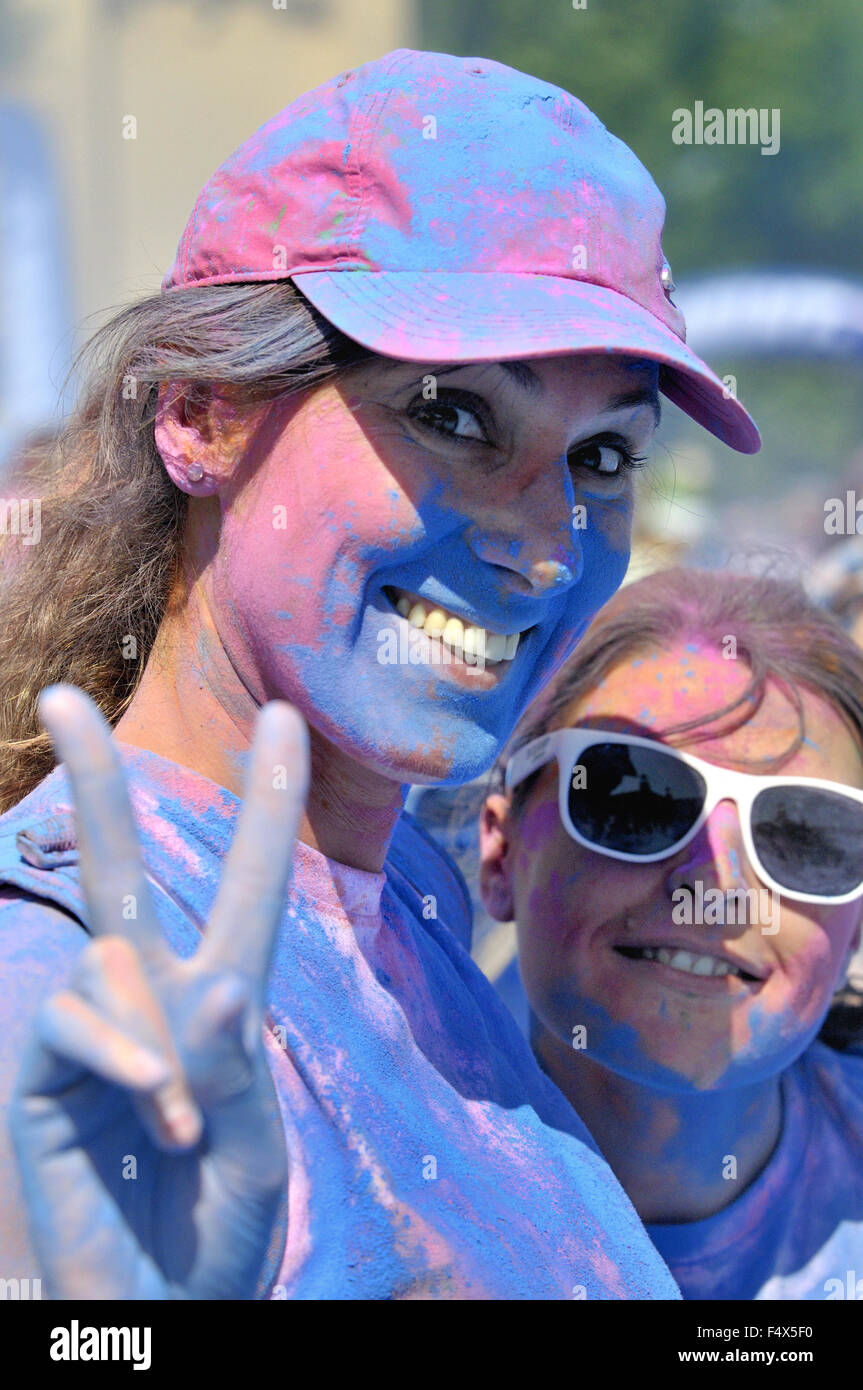 Color Run Festival in Barcelona Stock Photo - Alamy