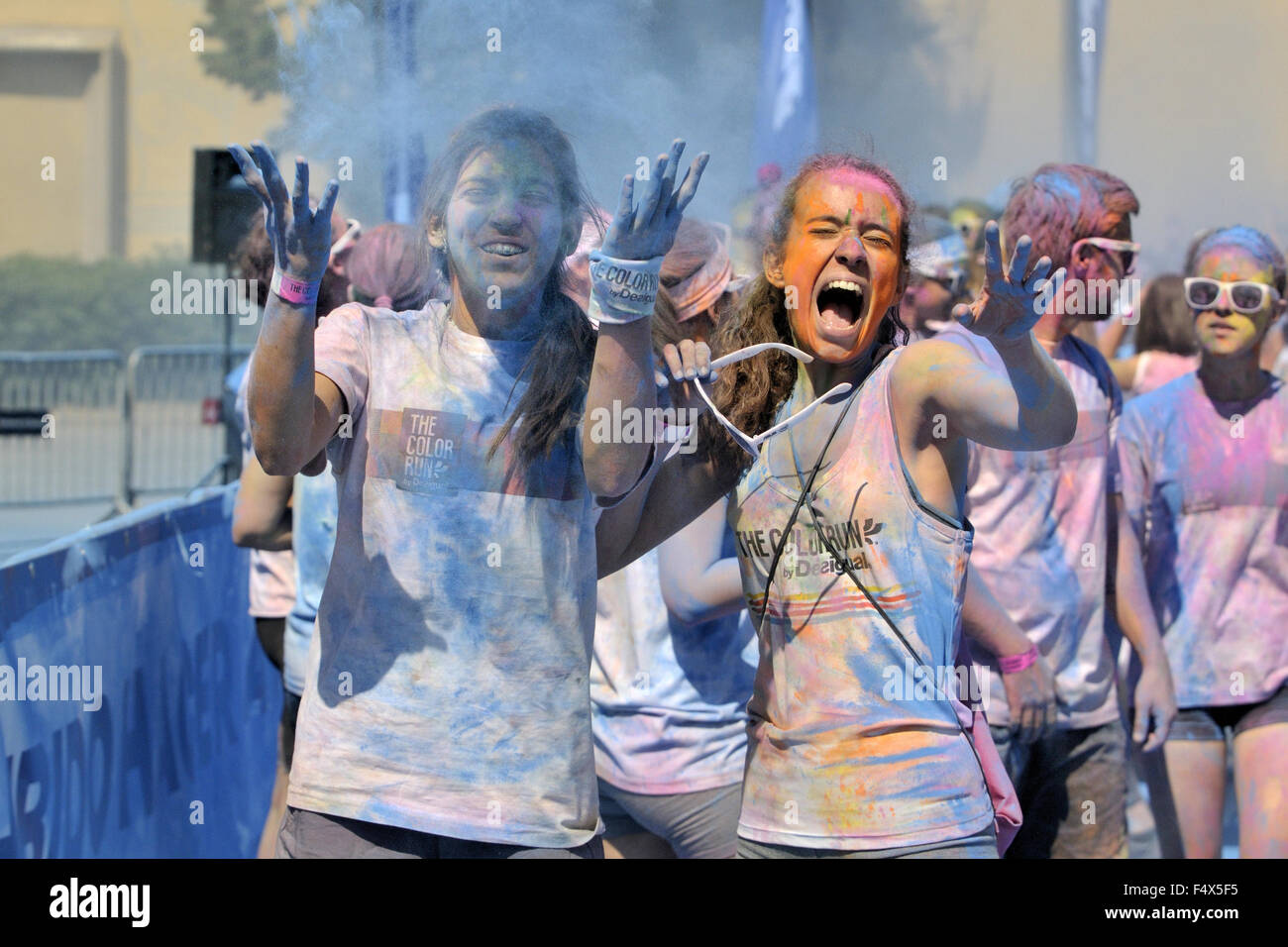 Color Run Festival in Barcelona Stock Photo - Alamy