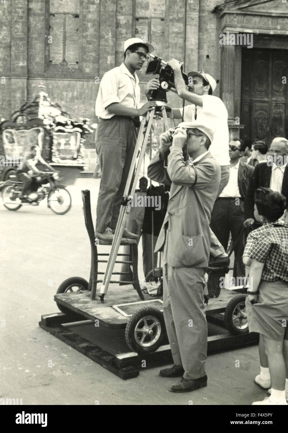 Preparing the camera for filming outside, Italy Stock Photo - Alamy