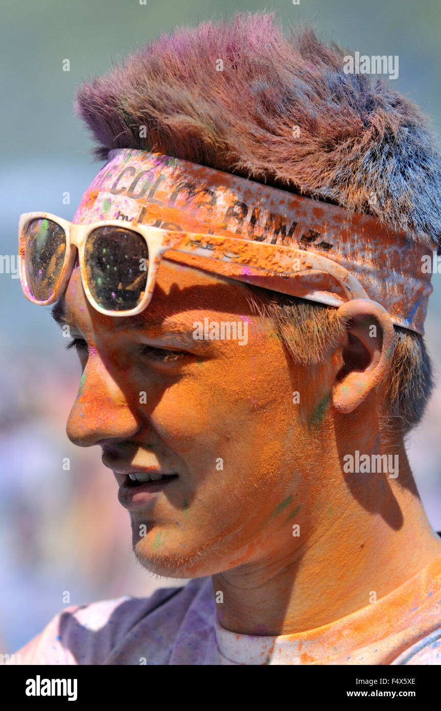Color Run Festival in Barcelona Stock Photo - Alamy