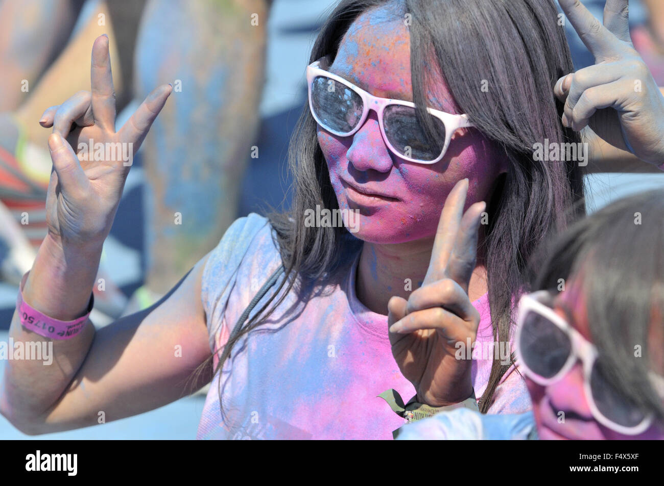 Color Run Festival in Barcelona Stock Photo - Alamy