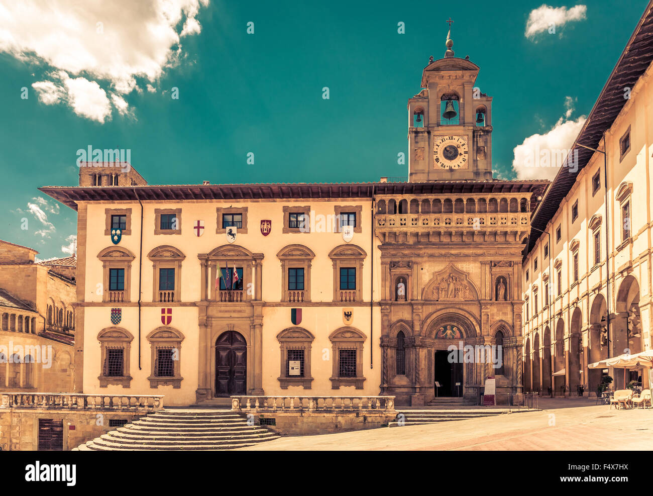 Piazza Grande the main square of tuscan Arezzo city, Italy Stock Photo - Alamy