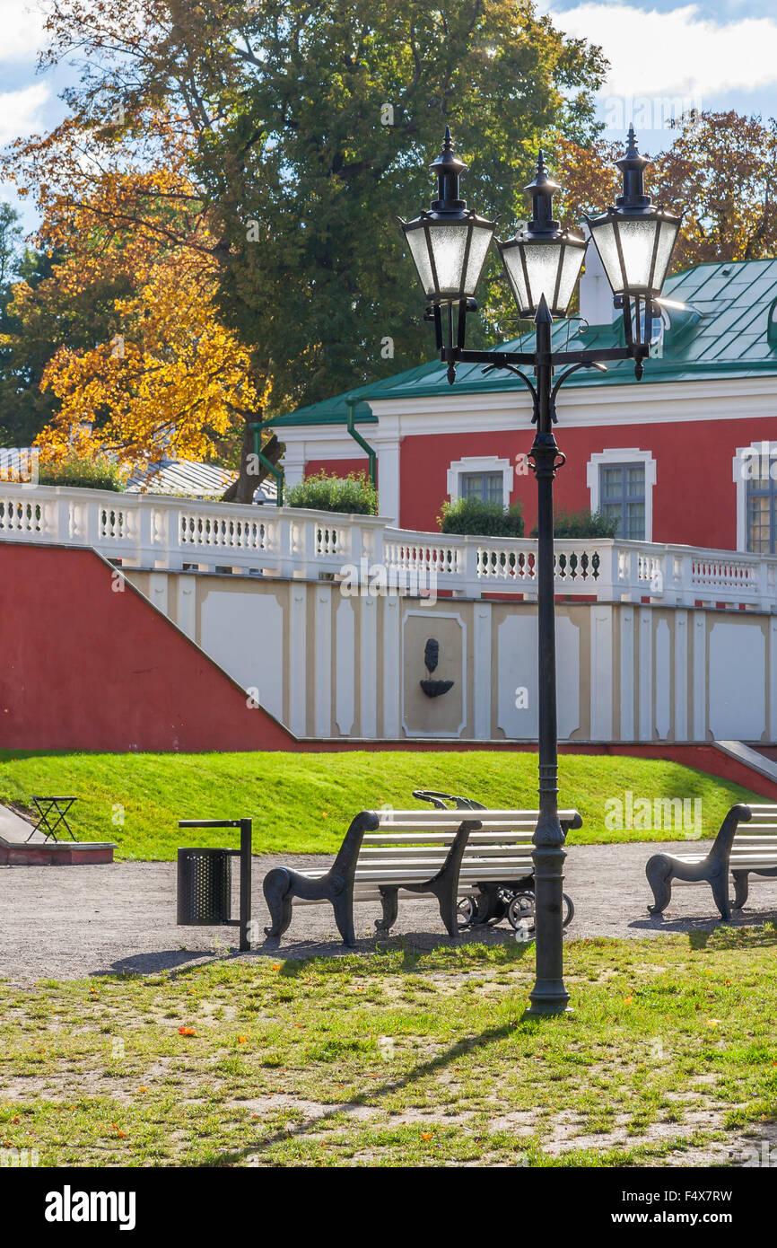 Ancient Lantern And Bench Stock Photo - Alamy