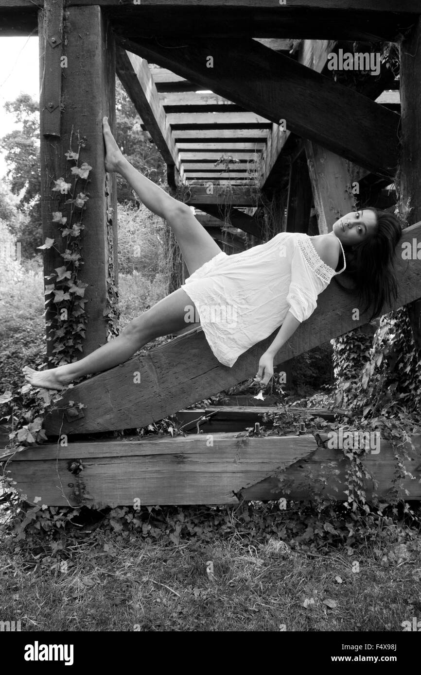 Stunning Woman in Countryside Scene Stock Photo - Alamy