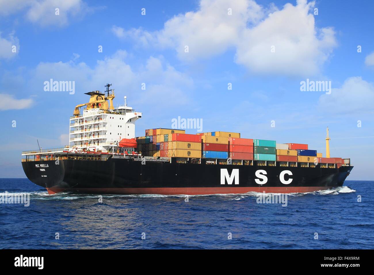 Container ship MSC Mirella sailing Stock Photo - Alamy