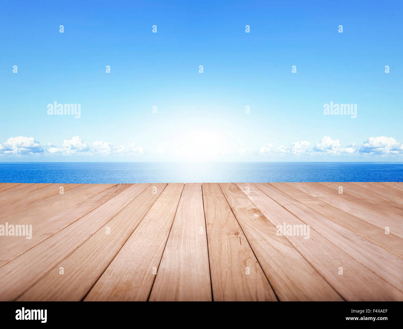 Wood platform and the sea Stock Photo - Alamy