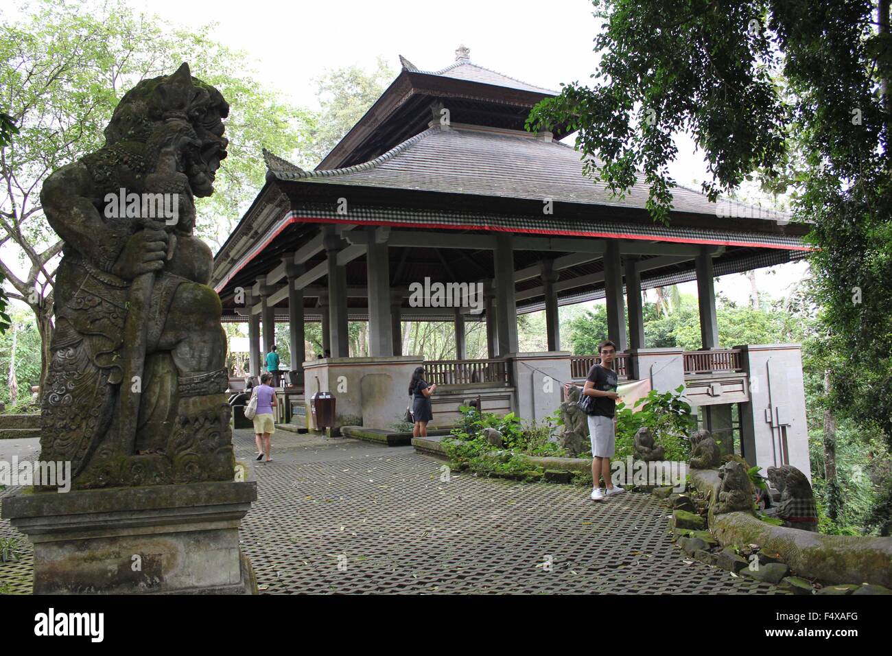 BALI, INDONESIA - JULY 6 2012: Monkey Statue in the Ubud Sacred Monkey ...