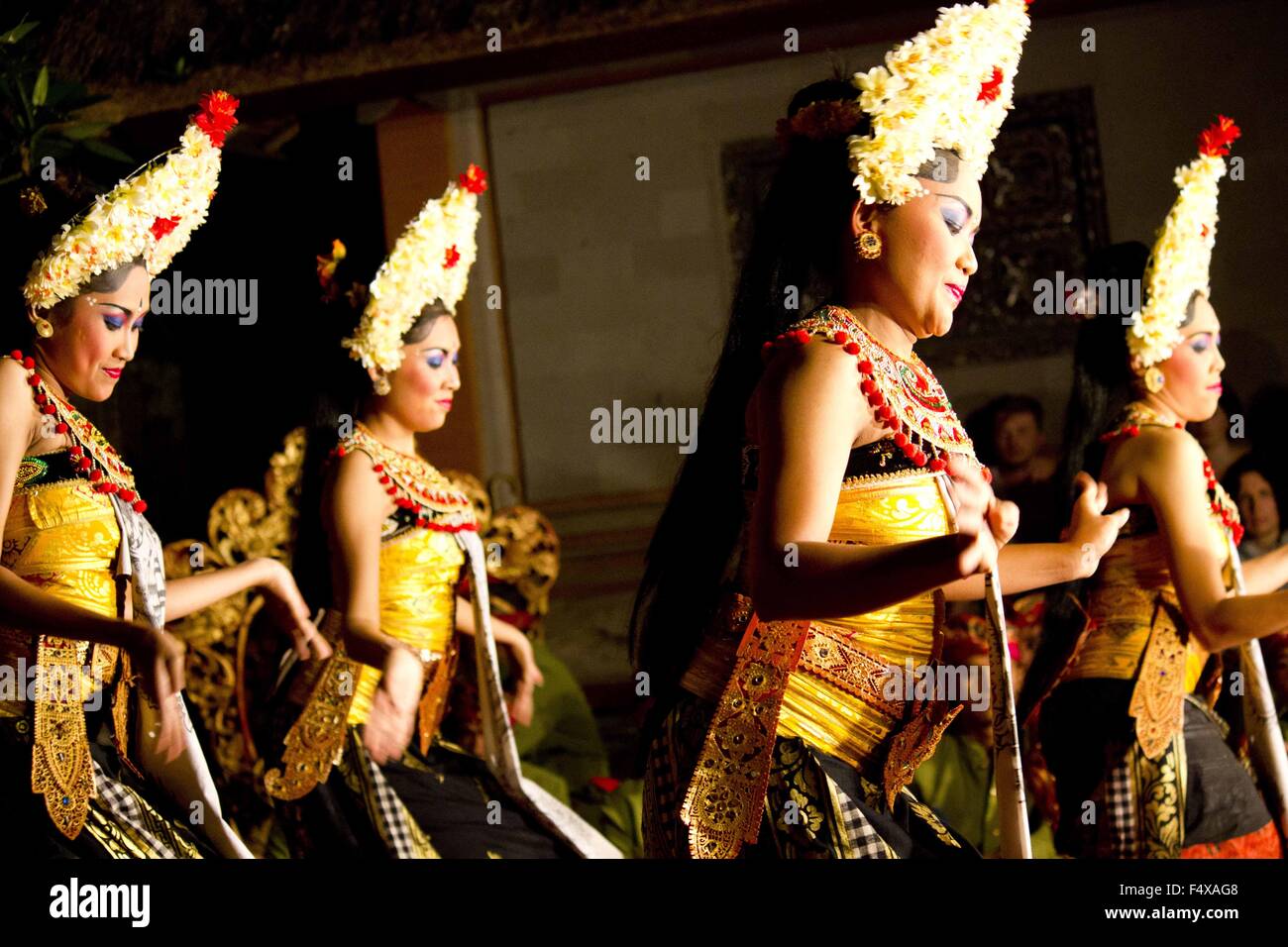 BALI, INDONESIA - JULY 6 2012: Balinese traditional dance performance ...