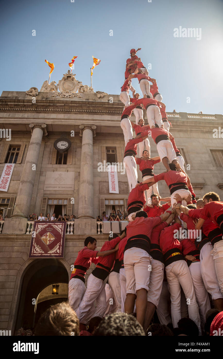 Barcelona, Spain - September 20, 2015: Castelers at La Merce. Human ...