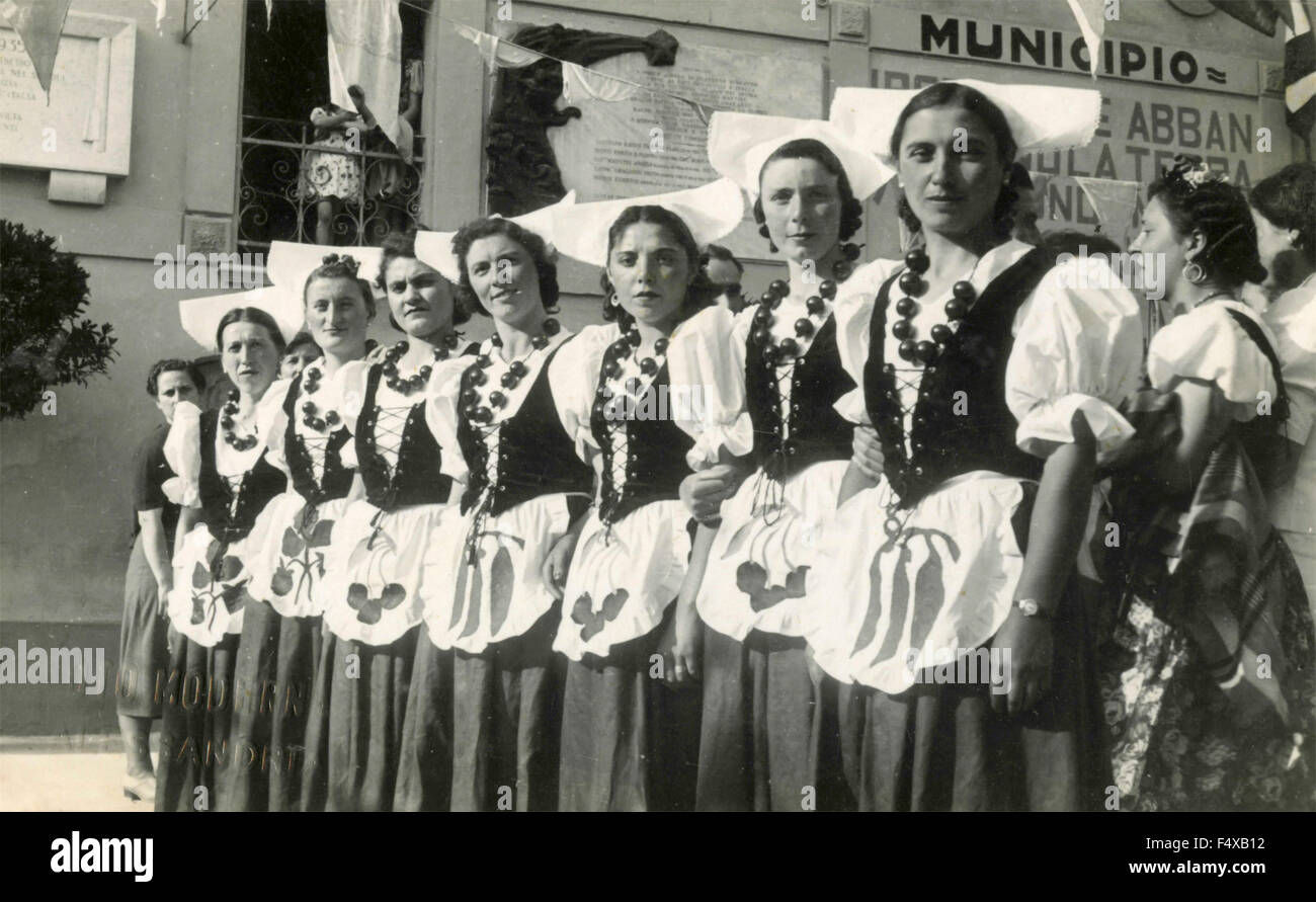 Group of women dressed in typical Piedmont Regional, Italy Stock Photo ...