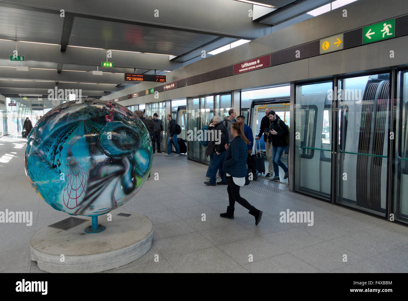The Metro station at Kastrup Airport in Copenhagen - platforms in the ...
