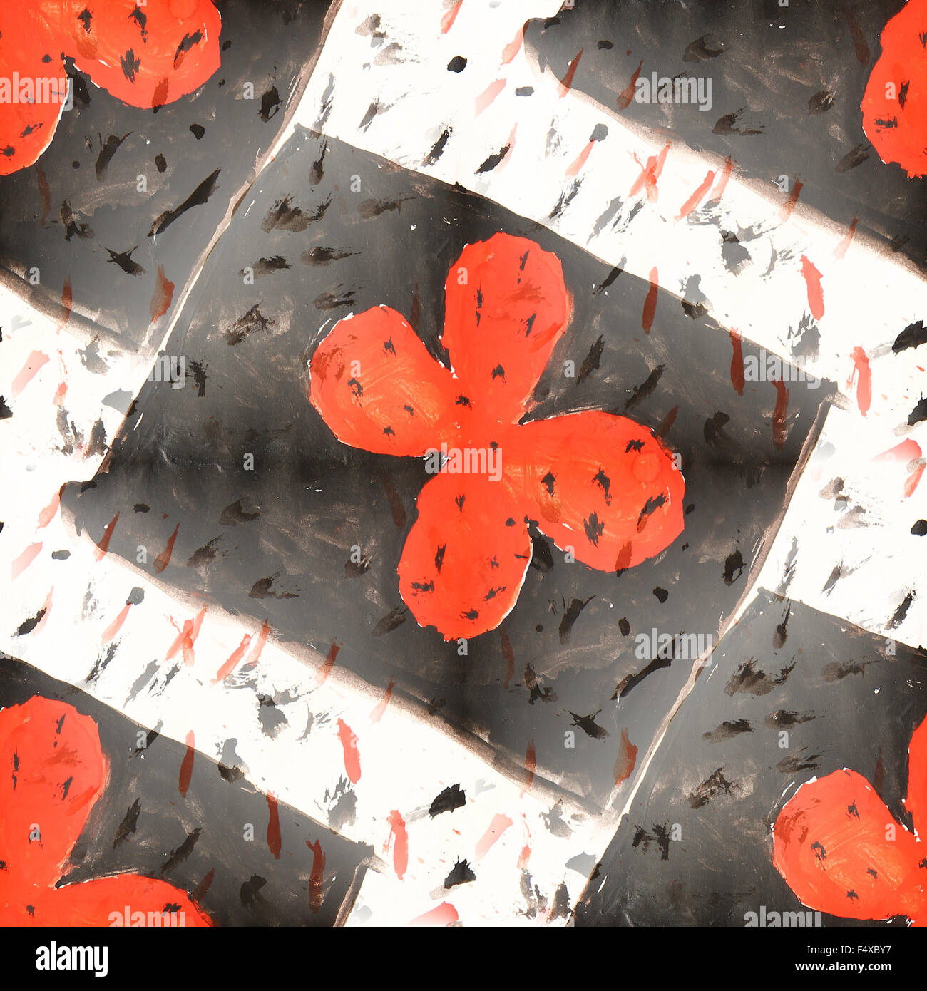 seamless flower red square flower background watercolor brush color ...