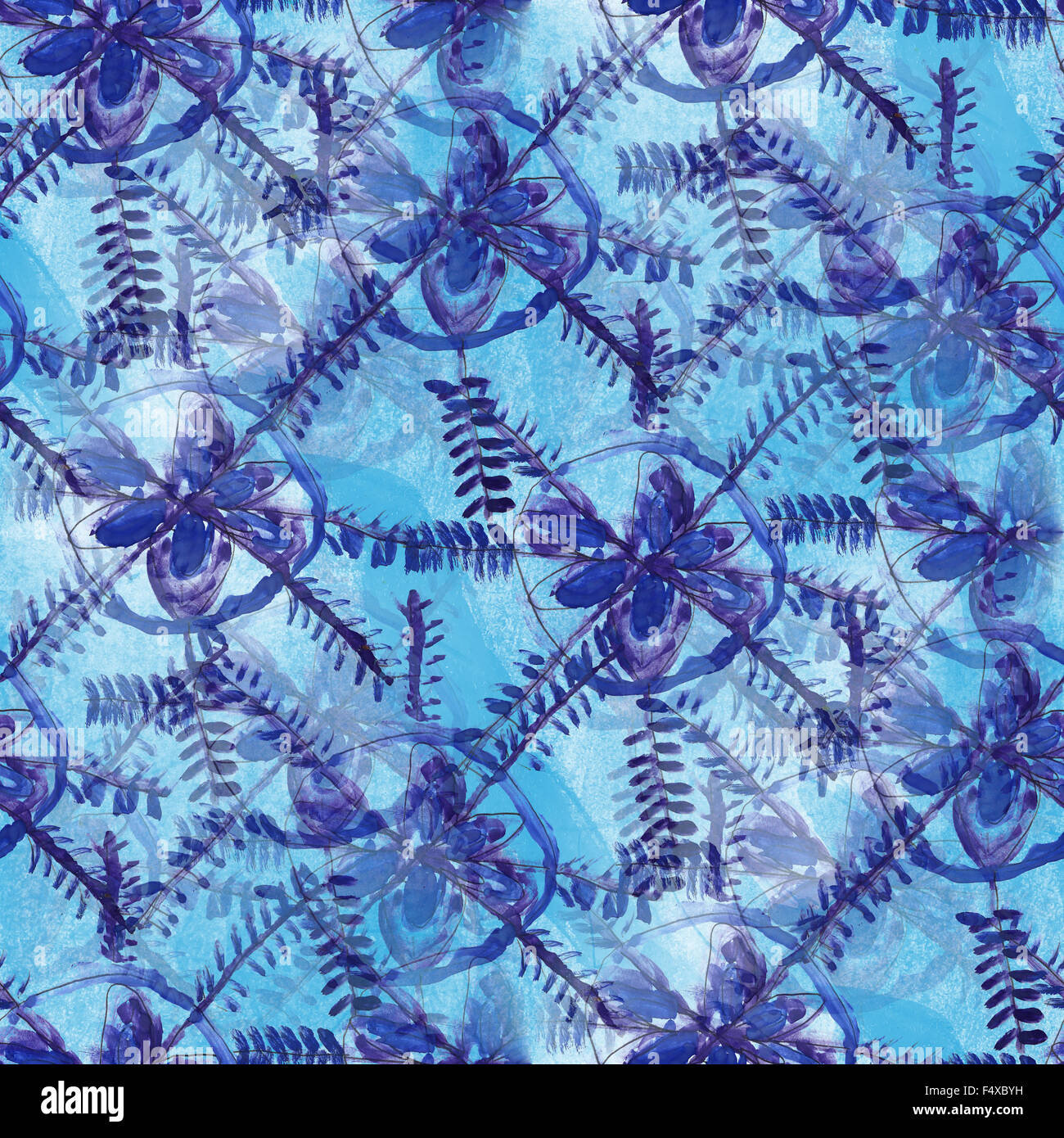seamless snowflakes blue watercolor texture handmade Christmas Stock ...