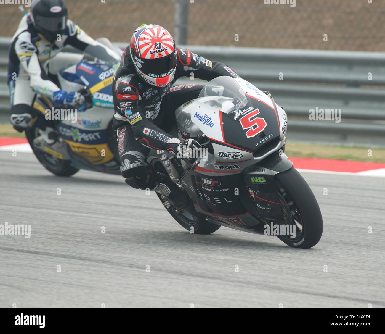 Sepang Circuit, Malaysia. 23rd Oct, 2015. Johann Zarco enters a corner ...