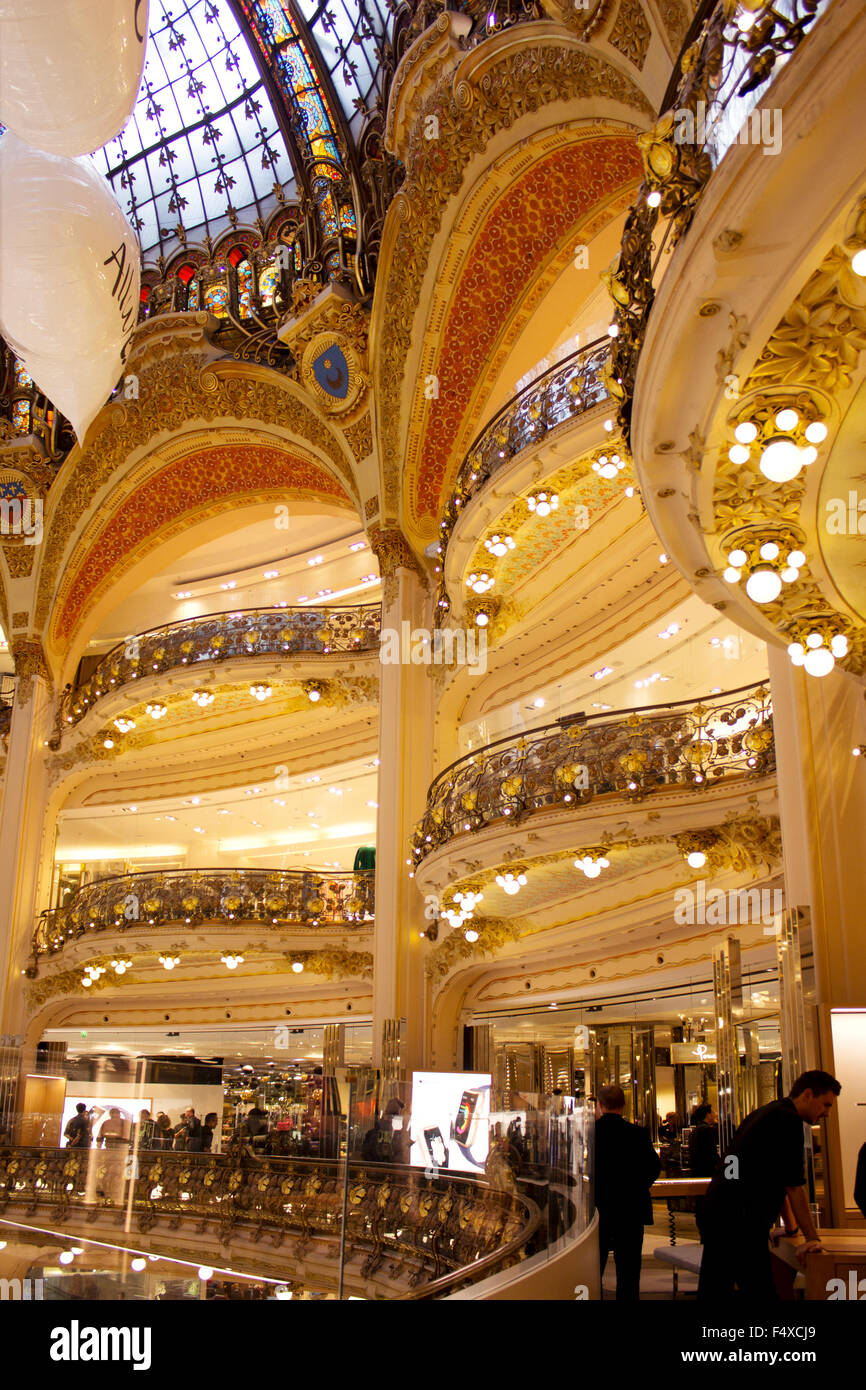 Art Nouveau balconies in the legendary Galeries Lafayette department ...