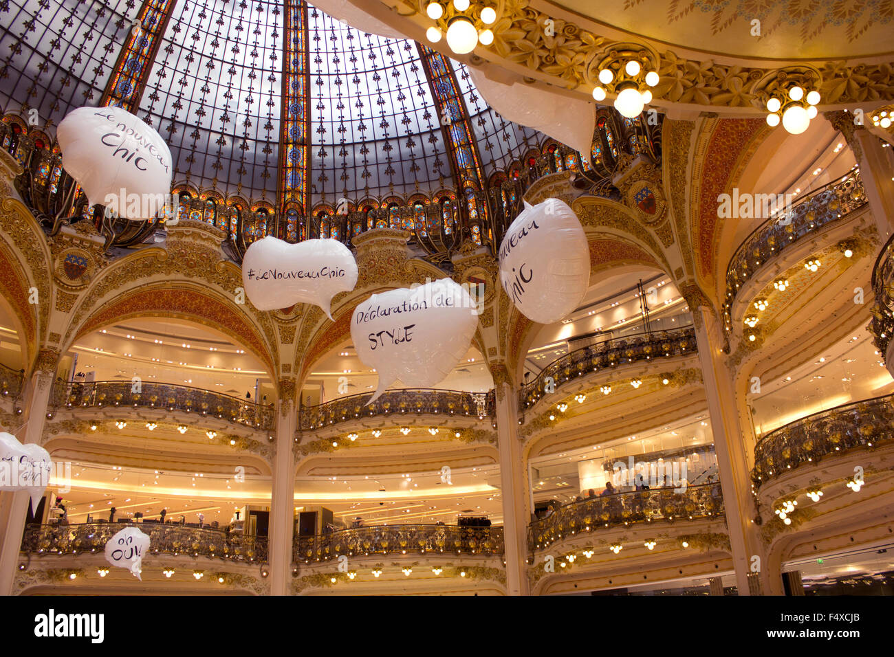Galeries Lafayette department store on Blvd Haussman in Paris, France ...