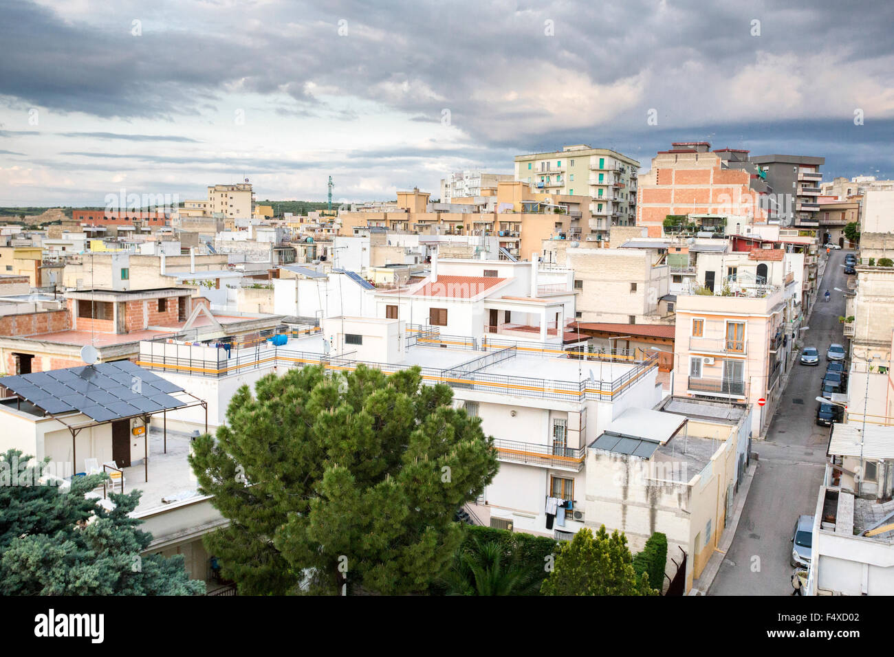 Panoramic view of typical puglia town from top of hill. Canosa DP ...