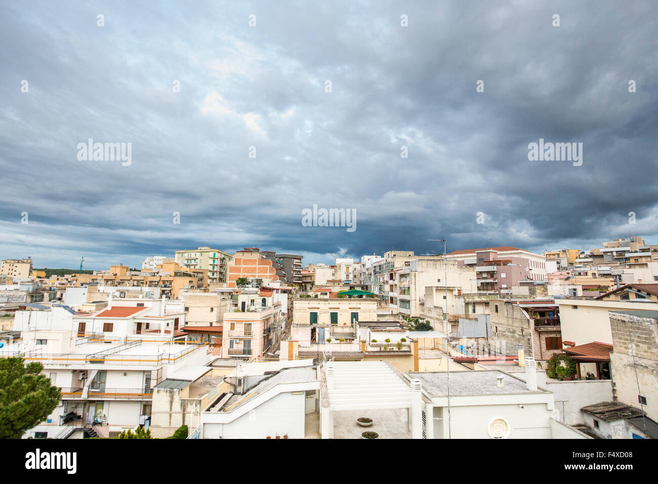 Panoramic view of typical puglia town from top of hill. Canosa DP ...