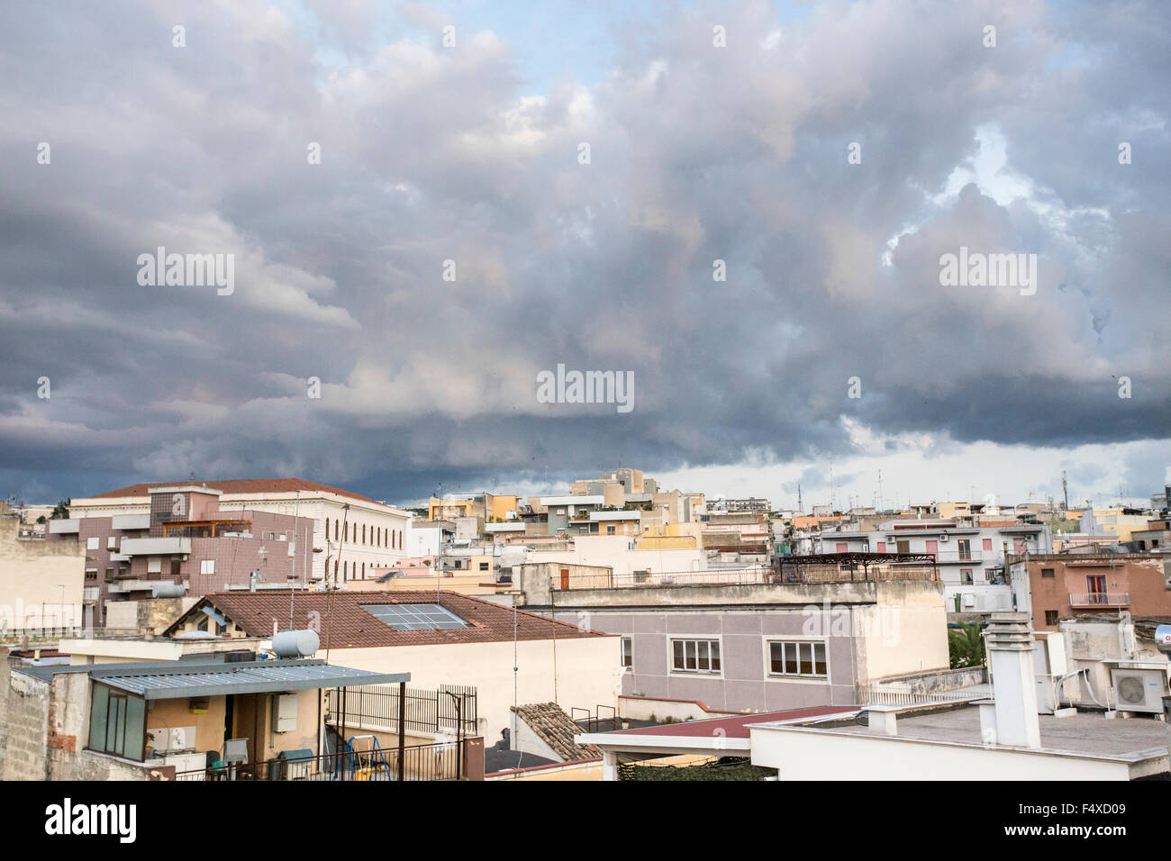 Panoramic view of typical puglia town from top of hill. Canosa DP ...