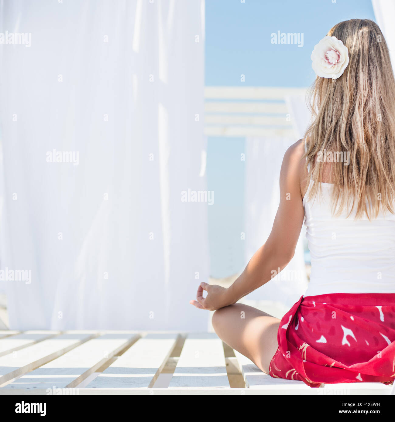 serenity and yoga practicing at sunset, meditation Stock Photo - Alamy
