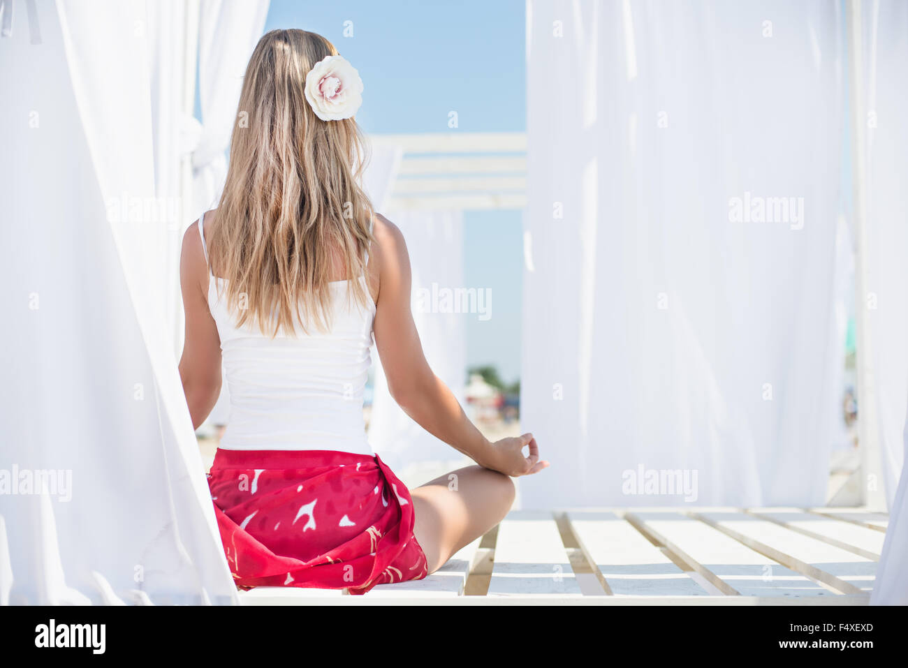serenity and yoga practicing at sunset, meditation Stock Photo - Alamy
