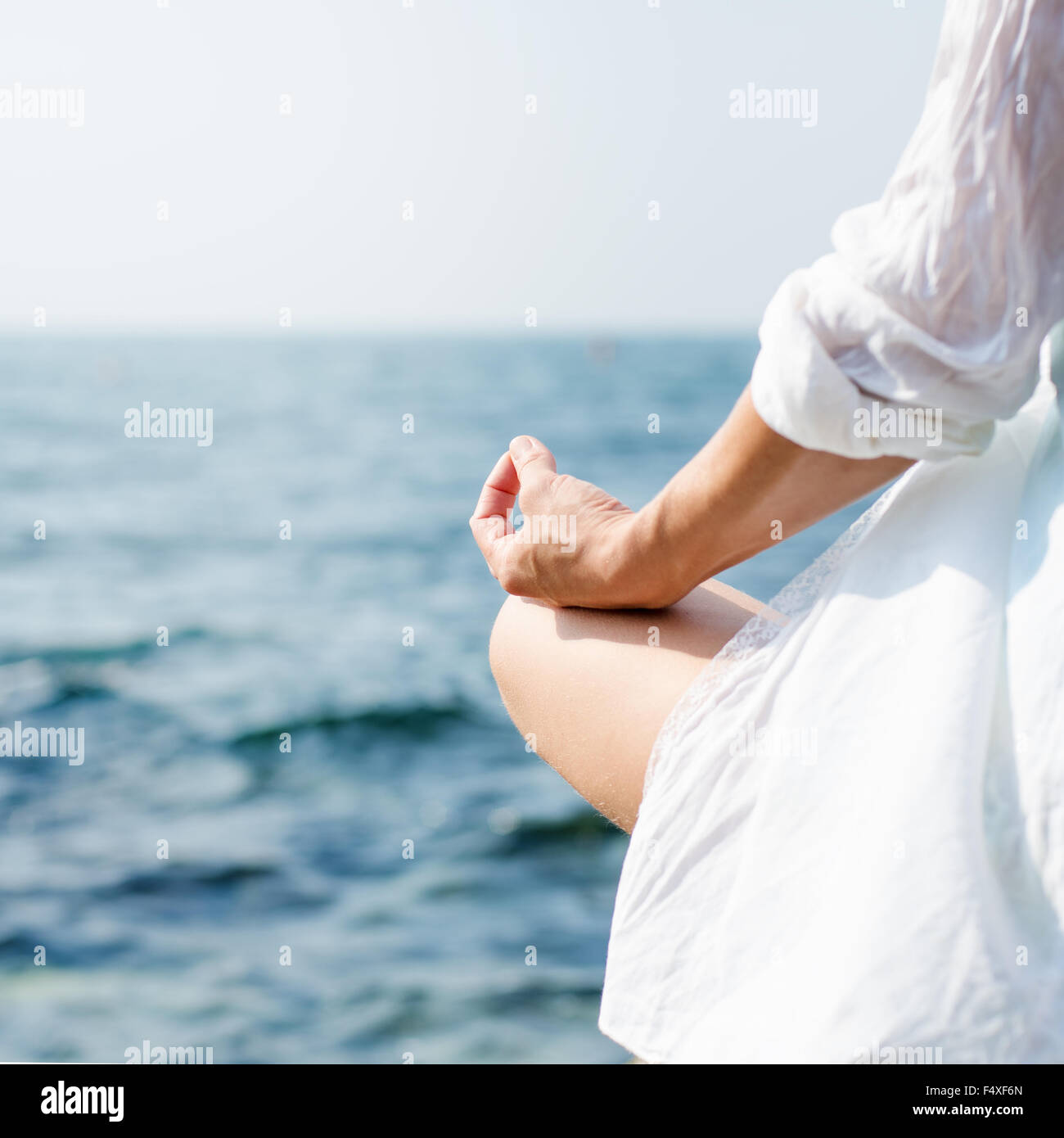serenity and yoga practicing at sunset, meditation Stock Photo - Alamy