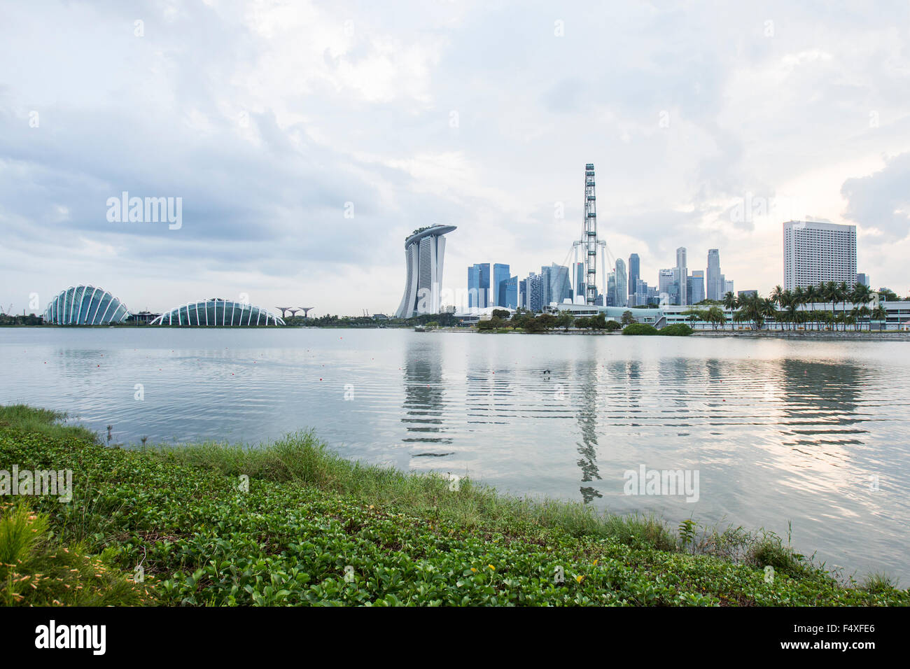 Singapore - view of the marina bay sands and skyline. East Coast Park ...