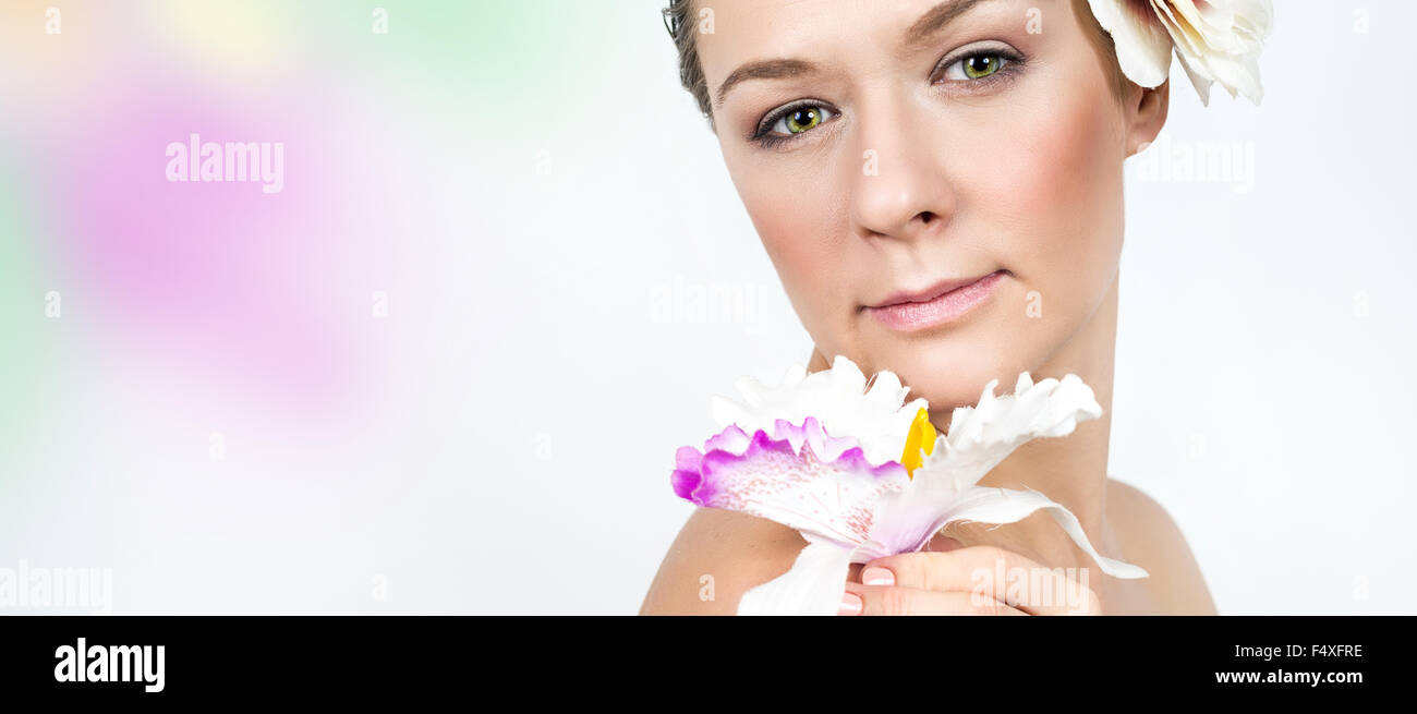 Beautiful Spa Woman. Perfect Fresh Skin closeup Stock Photo - Alamy
