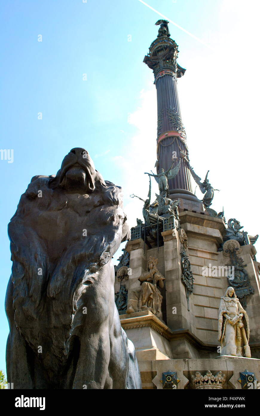 Christopher Colombus Column, Barcelona, Spain Stock Photo - Alamy