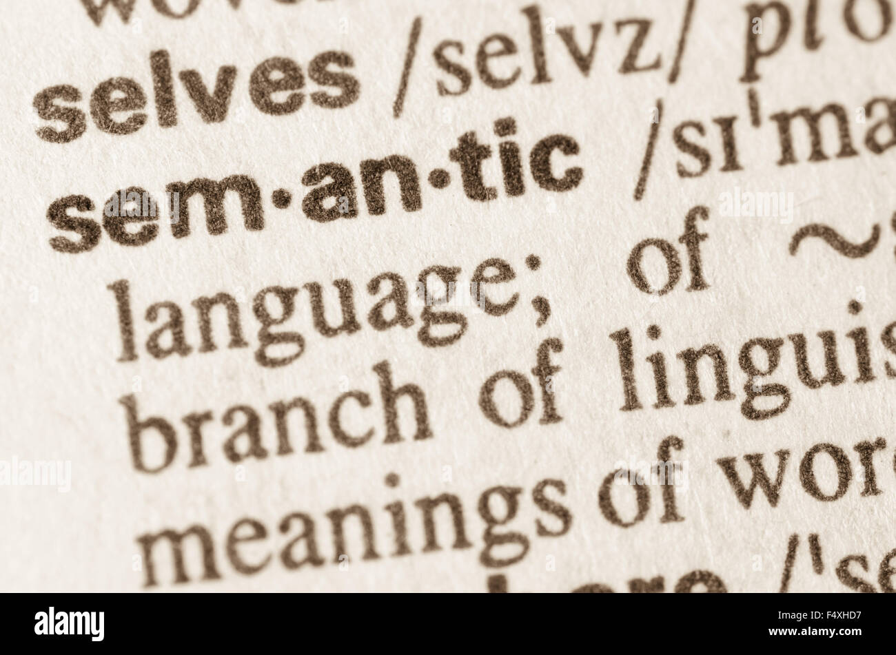 Definition of word semantic in dictionary Stock Photo - Alamy