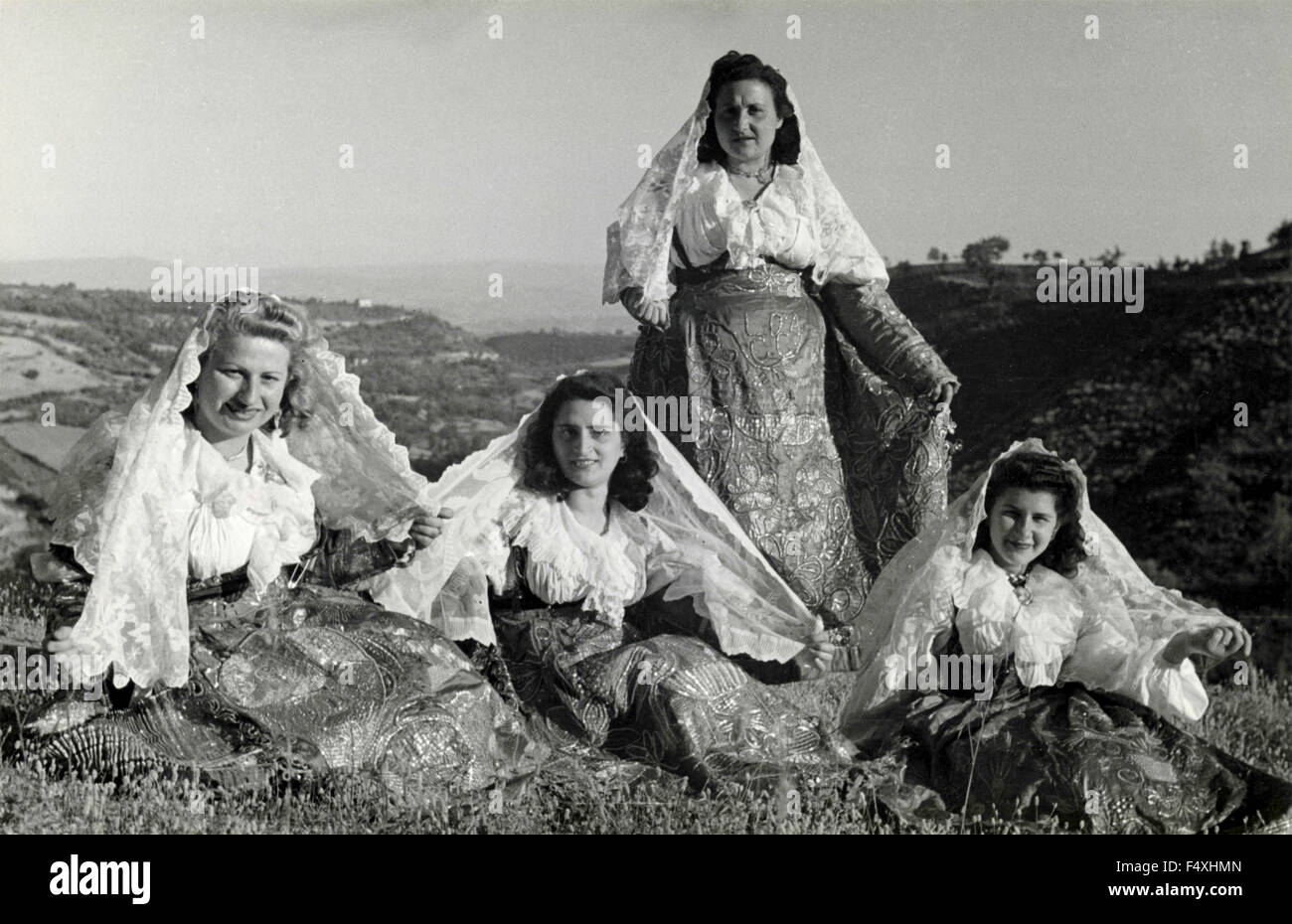 Women in traditional Calabria costume in Castrovillari, Calabria, Italy ...